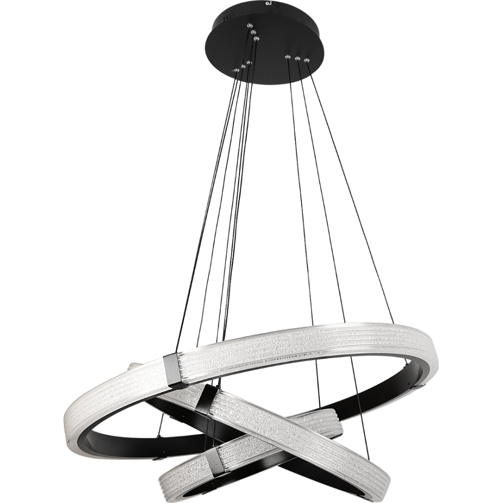 نجف مودرن 3حلقات اسود مع 3اضاءات 225 واط همر